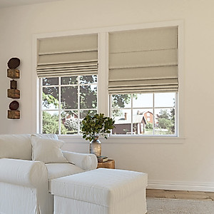 Sun Zero Preble Textured Total Blackout Cordless Roman Shade, 35" x 64", Beige