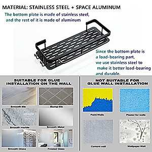 AIJALY Adhesive Shower Caddy, 13.7in Shower Shelf, No Drilling Rustproof Stainless Steel Shower Organizer for Inside Shower & Kitchen Storage
