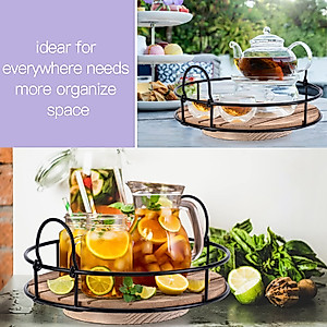 ZHUJERRY Lazy Susan Turntable for Cabinet, Wood Farmhouse Cabinet Organizer, 10” Kitchen Turntable Organizer for Cabinet Table Pantry