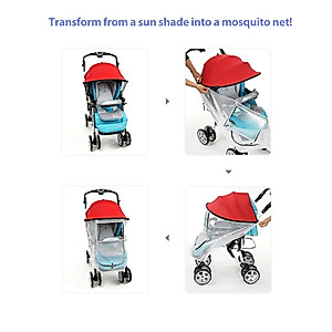Manito Magic Shade (Sun Shade + Mosquito Net 2-in-1) for Strollers - Black/Black