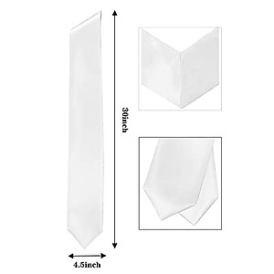 GradPlaza Plain Graduation Stole Sash 60'' Long White Adults Graduation Sash for high school and college