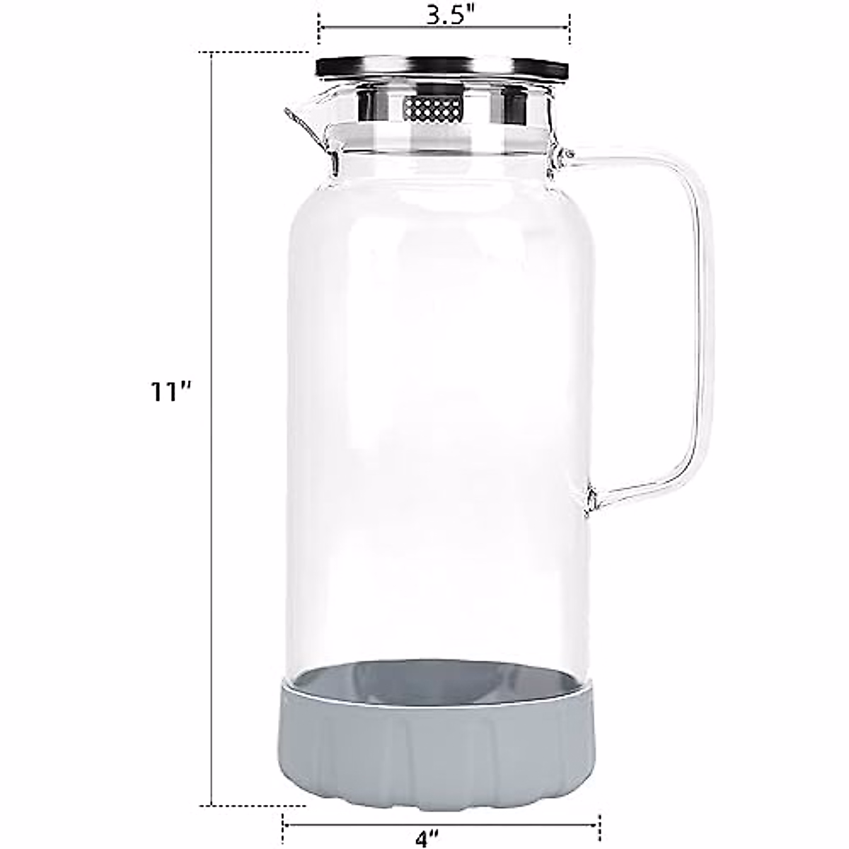 BOQO Glass Pitcher 68oz/2000ml,Pitcher with lid and Tea Pitcher,Glass Water Jug,Glass Water Pitcher,with Particular Coaster (2L-WT)