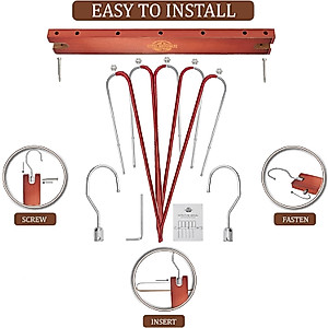 Altai Republic Wooden Pants Hangers Space Saving - 5 in 1 Jean Hangers for Closet - Trouser Hangers, Stainless Steel Extendible, Multi Hanger, Magic Hanger, Wardrobe Clothes Hanger Holder (Mahagony)