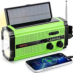 5000mAh 1.3W Solar Panels Emergency Hand Crank Radio,AM FM NOAA Weather Alert Radio,Survival Solar Powered Radio with Super Bright Flashlight,Phone Charger,SOS Alarm,for Home Survival Hurricane