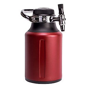 GrowlerWerks uKeg Go Carbonated Growler Beer Gift and Craft Beverage Dispenser for Beer, Soda, Cider, Kombucha and Cocktails, Amazing Gift for Beer Lovers,64 oz, Chili