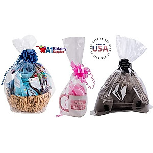 A1 Bakery Supplies 10 Pack BOPP Clear Cello Cellophane Bags Gift Basket Package Flat Gift Bags BOPP Bags (Flat, 9 x 20)