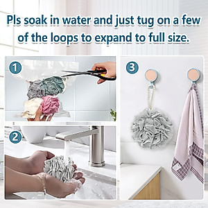 Awontar Bath Loofah Sponge, 60G Shower Loofah Exfoliating Body Scrubber Sponge, 4 Count Bath Mesh Pouf Ball for Women and Men (Light Color)