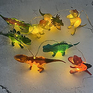 LED Dinosaur String Lights, IP43 Waterproof Weatherproof Battery Operated String Lights for Gardens for Homes