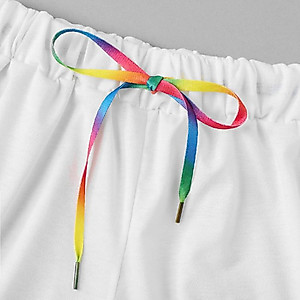 Shakumy Women Rainbow Elastic Waist Workout Yoga Shorts Casual Summer Bowknot Plus Size Running Athletic Shorts Hot Pants