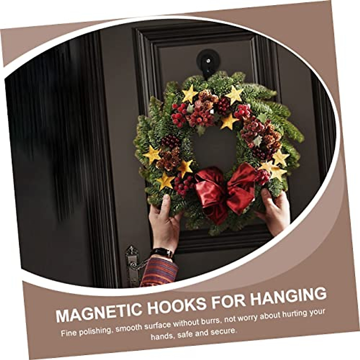 ABOOFAN 2pcs Wall Front Scarf Party Round Refrigerator Multi-Functional Door Wall-Mounted Bags Cup Duty Utility Towels Living Daily Hanger Black Mounted Prong Bag Hangers Use Wreath for