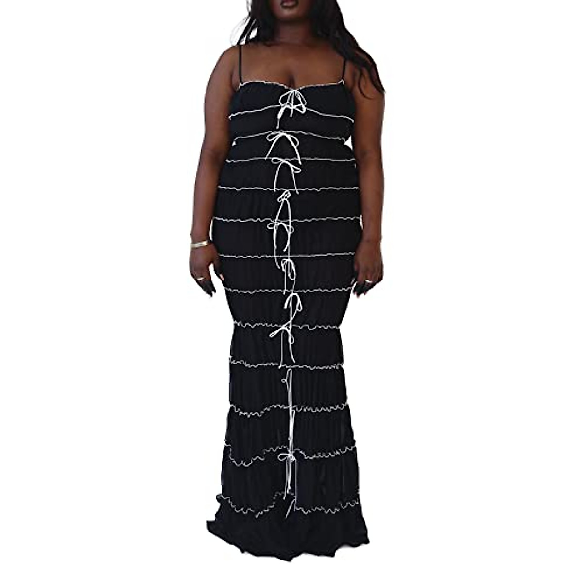 Faretumiya Y2k Ruched Strap Dress for Women Sleeveless Low Cut Cami Bodycon Layered Short Dress Casual Summer Going Out Dress(Long Black,Small)