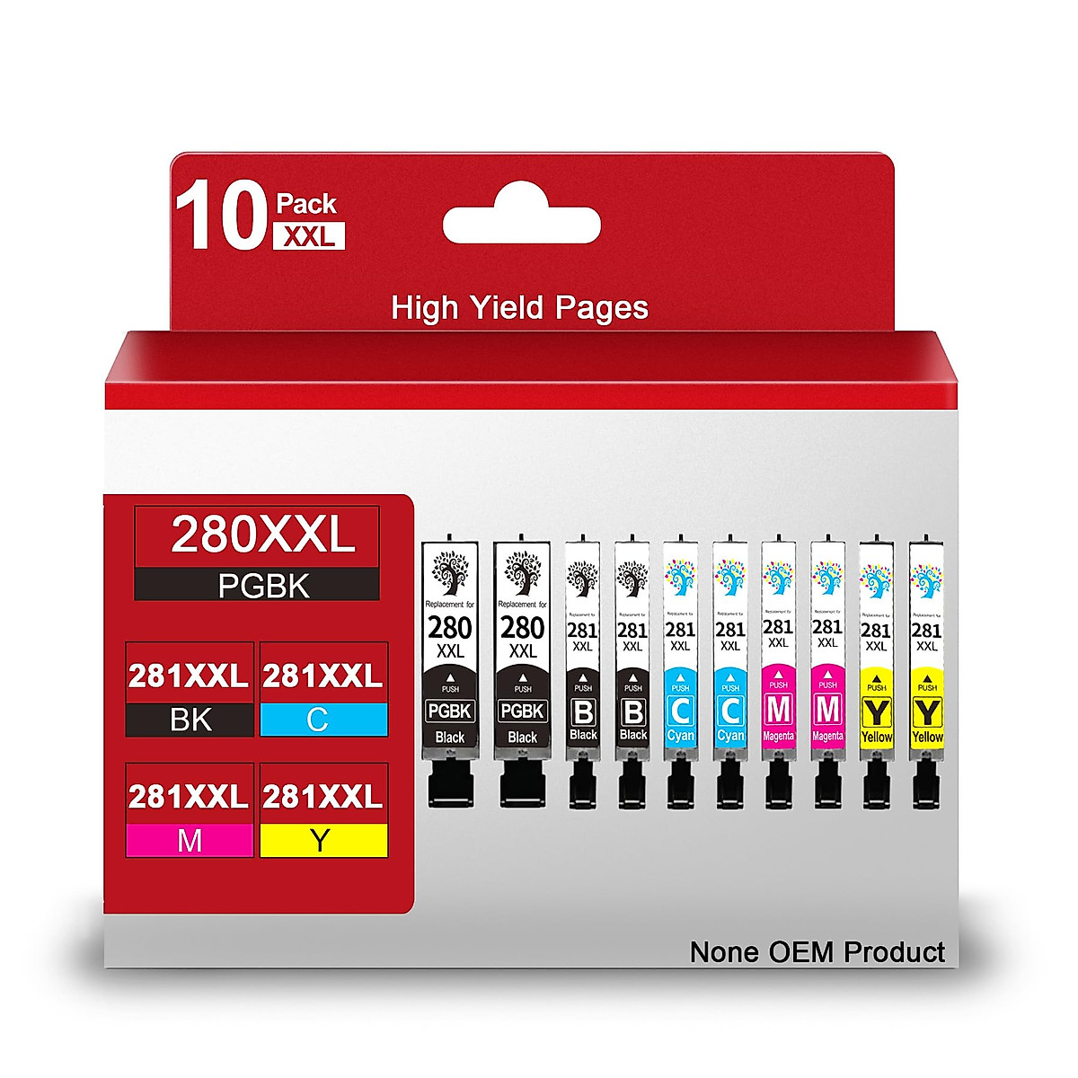 H&BO TOPMAE Compatible Canon Ink 280 and 281 Cartridges 280XXL 281XXL PGI-280XXL CLI-281XXL Ink Cartridge for Canon Pixma TS6320 TR8520 TR7520 TS9120 TS6120 TS8120 TS9521C Printer Tray(5 Pack