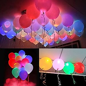 20 LED Light Up Balloons Mixed Colors Flashing Lasts 24 Hours Birthday Wedding Camping Glow Bachelor Housewarming Baby Shower Graduation Party Easter Halloween Christmas Valentine's Day Decorations (20 Mixed color light up balloons - Flashing)