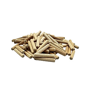 100 Pack 1/4" x 1 1/2" Wooden Dowel Pins Wood Kiln Dried Fluted and Beveled, Made of Hardwood