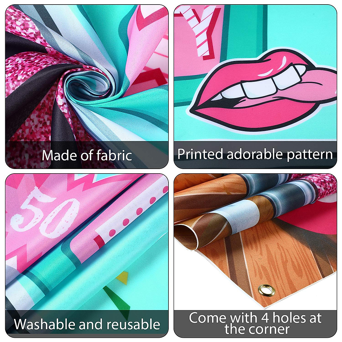 Back to 50's Rock and Roll Party Banner Rocking Party Backdrop 1950s Soda Shop Banner Retro Diner Decoration Background Photography Photo Props for Disco Studio Booth Supplies, 72.8 x 43.3 inch