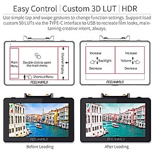 FEELWORLD FT6 FR6 5.5 Inch Wireless Video Transmission DSLR Camera Field Monitor Built in Transmitter and Receiver System Long Range 800ft Low Latency 0.07s Touch 3D LUT HDR 4K HDMI Director AC DP