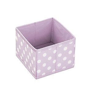 mDesign Soft Fabric Polka Dot Dresser Drawer and Closet Storage Organizer, Bin for Child/Kids Room, Nursery, Playroom, Bedroom, 2 Pack - Light Purple/White