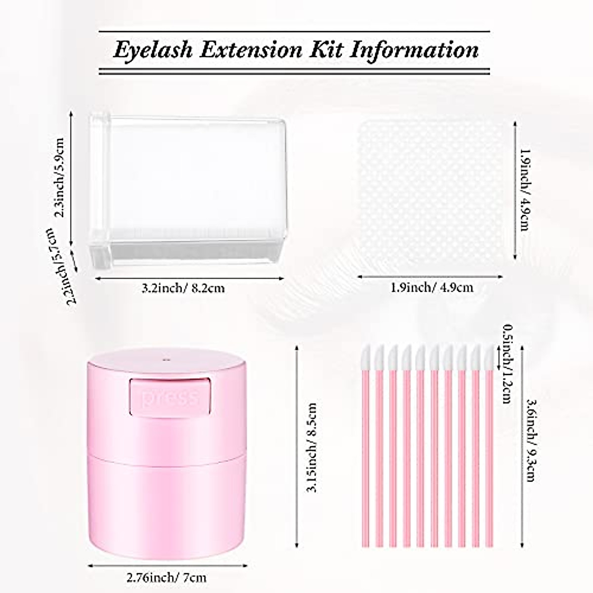 301 Pieces Lash Extension Supplies Set, Includes Eyelash Glue Storage Container, 200 Pieces Glue Wiping Cloth and 100 Pieces Disposable Lip Brushes for Lash Extension Grafting Eyelash (Pink)