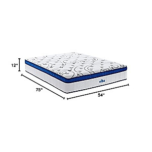 Vibe Quilted Gel Memory Foam and Innerspring Hybrid Pillow Top 12-Inch Mattress | CertiPUR-US Certified | Bed-in-a-Box Full