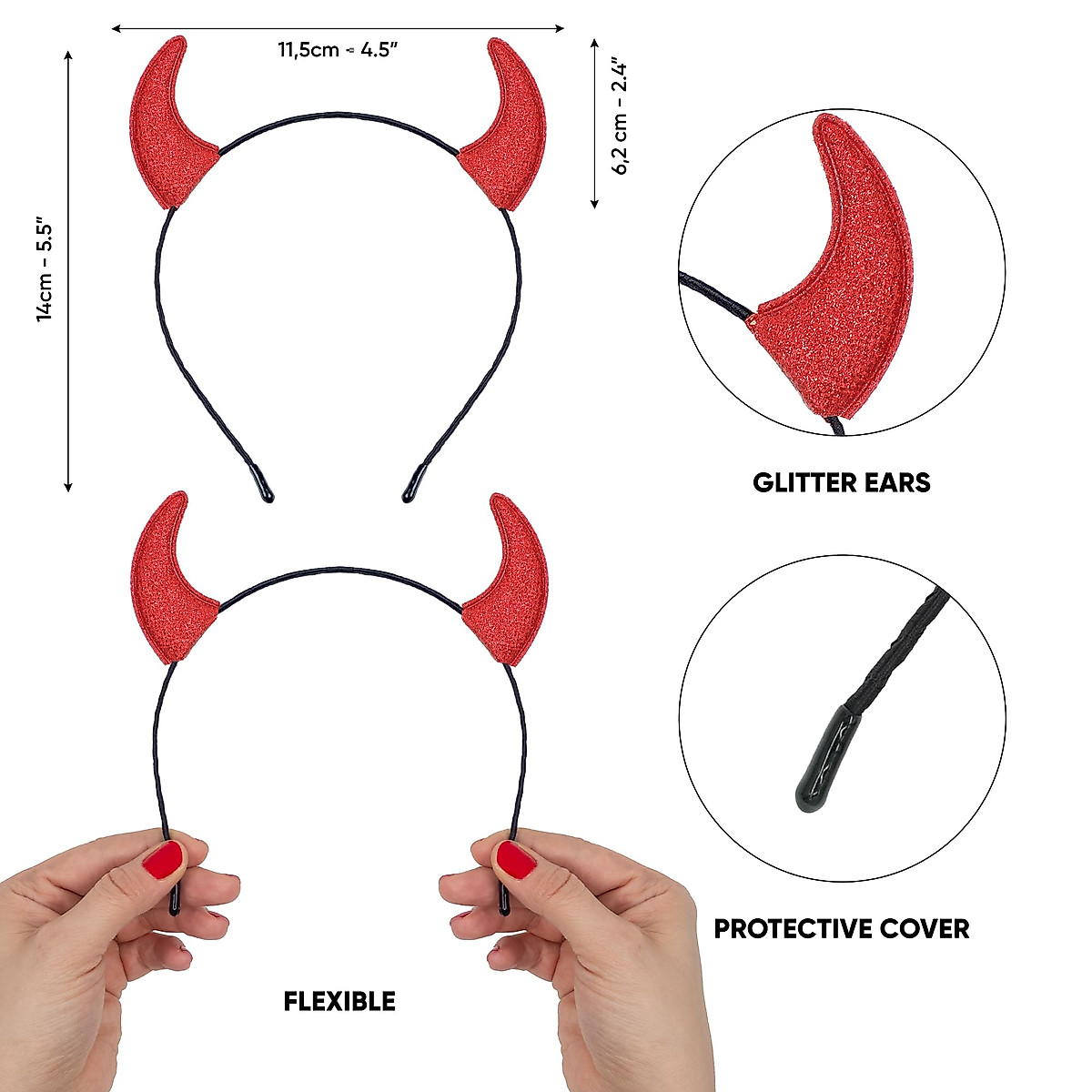 Cheerin Angel Halo and Devil Horns Headband - White and Red - Costume Accessories