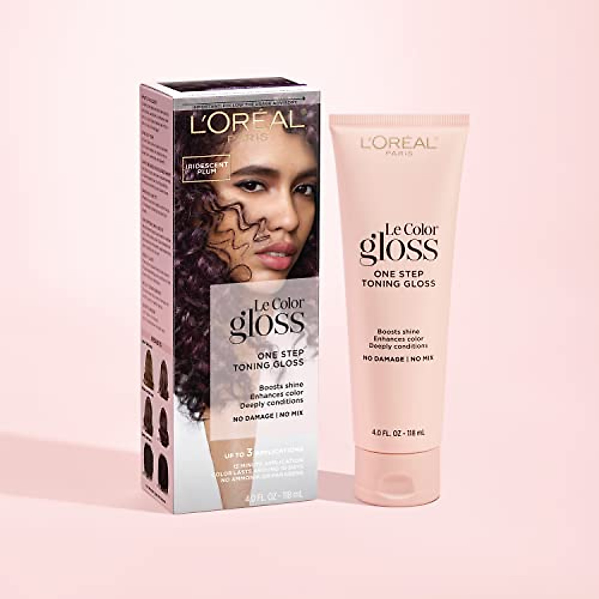 L'Oreal Paris Le Color Gloss One Step In-Shower Toning Hair Gloss, Neutralizes Brass, Conditions & Boosts Shine, Iridescent Plum Purple, 4 Ounce