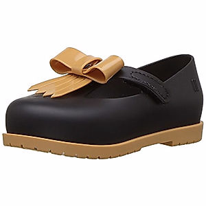 Mini Melissa Kids' Mini Classic Baby Ii Mary Jane Flat,Black/Beige,8 Regular US Toddler