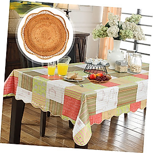 ADOCARN 1pc Rattan Fruit Bowl Woven Fruit Basket Straw Bread Basket Wicker Fruit Basket for Kitchen Fruit Holder Table Fruit Serving Desktop Organizer Egg Basket Food Basket Wooden Round