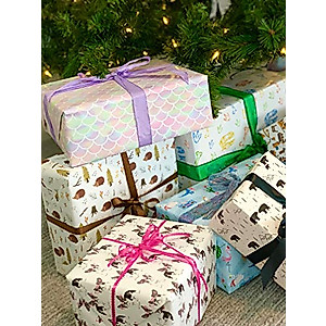 Stesha Party Mermaid Scale Gift Wrap Wrapping Paper - Folded Flat 30 x 20 Inch - 3 Sheets