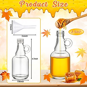Meanplan Glass Syrup Bottles Bulk Maple Syrup Bottles with Aluminum Lids Syrup Container Maple Syrup Jar and Funnels for Potion Juice Milk Storage Gift Sauce Oil, 3.5 oz (28 Pcs)
