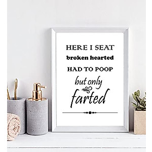 Bathroom Quotes and Sayings Art Prints, Set of Four Photos 8x11 Unframed | Aesthetic Bath Decorations, Great Gift for Restroom and Toilet Decor, Black and White Funny Home Wall Pictures, Hillarious/Humorous, Perfect for Housewarming Gifts Under $10