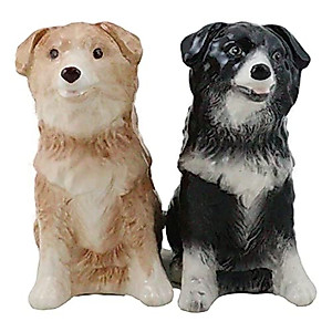Set Of 1 Brown and Black Border Collie Dogs Salt And Pepper Shaker