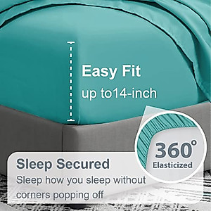 Swift Home Cal King 6-Piece Microfiber Sheet Sets (Includes 2 Bonus Pillowcases), Ultra-Soft Brushed - Extremely Durable - Easy Fit - Wrinkle Resistant, Cal King, Larkspur Blue