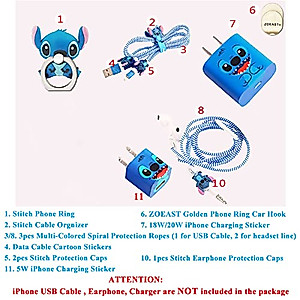 ZOSTLAND DIY Protectors ET Blue Baby Apple Data Cable USB 5W 18W Charger Data Line Earphone Wire Saver Protector Compatible with iPhone 5S SE 6 6S 7 8 Plus X 11 12 13 14 MAX iPad iWatch (Basic Stitch)