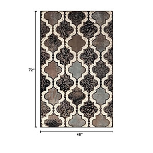 Superior Indoor Small Area Rug, Jute Backed, Perfect for Living/Dining Room, Bedroom, Office, Kitchen, Entryway, Modern Geometric Trellis Floor Decor, Viking Collection, 4' x 6', Chocolate