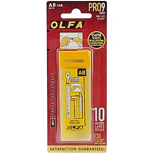 OLFA 9mm Snap Off Replacement Blades, 10 Blades (130 Segments) AB-10B - Snap-Off Utility Knife Replacement Blades, Fits most 9mm Utility Knives