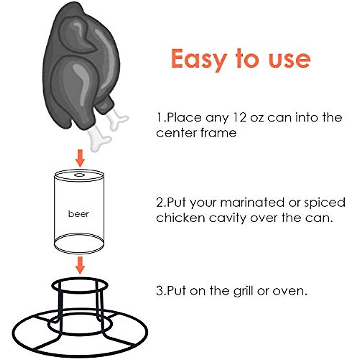 RUSFOL Beercan Chicken Rack, Stainless Steel Chicken Stand for Smoker and Grill