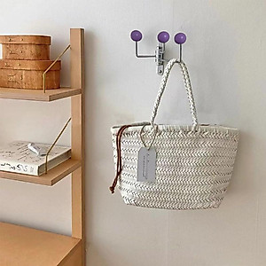 ImyHok Decorative Wall Hook Swivel Metal Coat Rack with Wood Decor Balls Cute Foldable Storage Hooks for Hanging Towel Girls Hair Ring Kids Hats Bags in Bathroom Bedroom, Wall Mounted,Purple