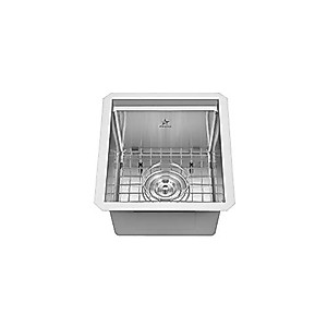 STARSTAR Workstation Ledge Undermount Single Bowl 304 Stainless Steel Kitchen Sink, With Grid, Cutting Board, Strainer with Basket (13 x 15)