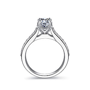 HAFEEZ CENTER 1ct True D Color VVS Hidden Halo Round Brilliant Cut Solitaire Moissanite Engagement Ring (Moissanite, 9)