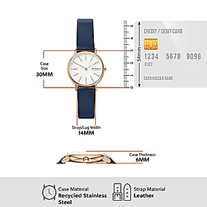 Skagen Women's Signatur Quartz Analog Stainless Steel and Leather Watch, Color: Blue/Rose Gold (Model: SKW2838)