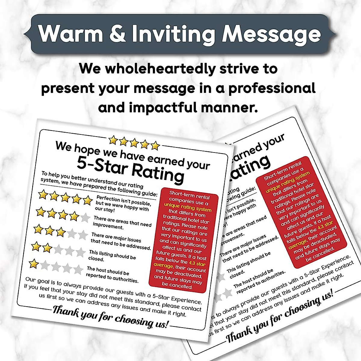 5 Star Rating Magnets for your Air Bnb Needs - Our Airbnb Signs are Great Airbnb Supplies, Vrbo, & Rental Friendly Decor - Our Airbnb Signs for Hosts Help to Encourage Guests to Leave a 5 Star Rating