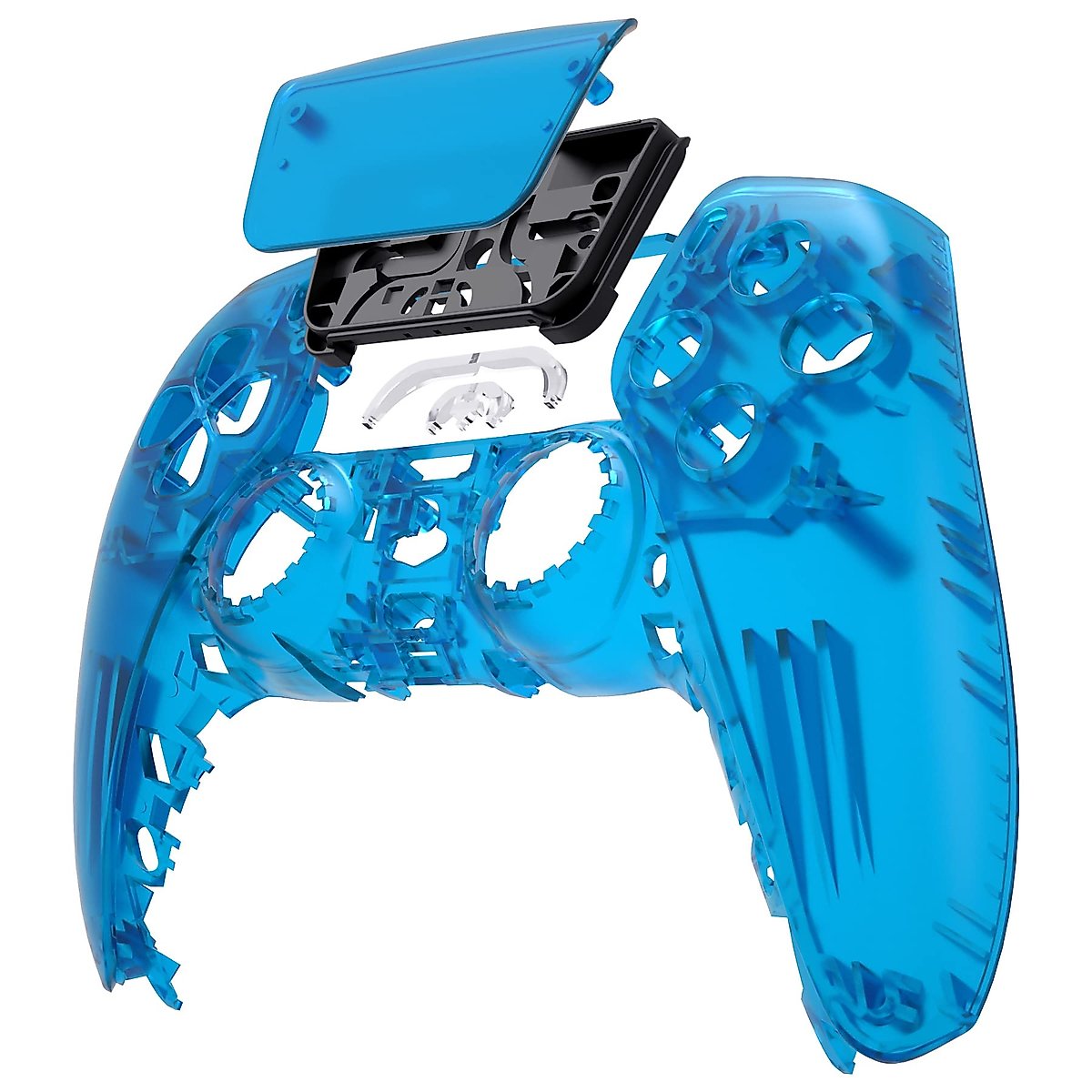 eXtremeRate Clear Blue Touchpad Front Top Shell Compatible with ps5 Controller BDM-010 020 030 040 050, DIY Replacement Shell Custom Touch Pad Cover Compatible with ps5 Controller