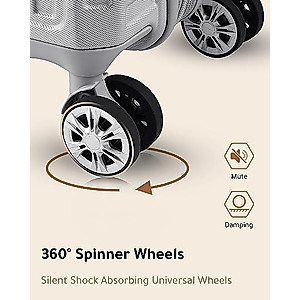 LUGGEX PC 28 Inch Luggage with Spinner Wheels - Hardside Expandable Large Checked Luggage - 4 Metal Corner Hassle-Free Travel (Silver Suitcase)