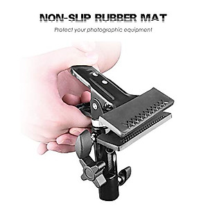 EMART Photography Reflector Holder for Light Stand, Photo Video Studio Heavy Duty Metal Clamp Holder, Light Stand Clip Mount with Umbrella Hole for Lighting Reflector Diffuser - 2 Pack