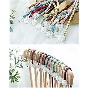 Magnetic Curtain Tiebacks Clips Curtain Buckles Holdbacks Binding Weaving Tie Band 2 Pieces for Home Office Decorative (Gold)