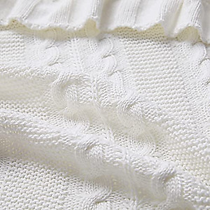 VCNY Home | Dublin Collection | Throw Blanket - 100% Cotton in Cable Knit Weave, Ultra Plush, Luxuriously Warm - for Bed, Couch, or Chair, Throw, White 50x70