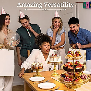 Priville Home 6-Piece Gold Cake Stand Set for Stunning Dessert Table Display - Elegant Dessert Trays for Dessert Table Setup - Wedding, Birthday, and Party Decorations