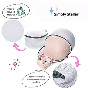 Simply Stellar 2 Pack | Eco-Friendly | Bra Bags for Laundry and Travel | Lingerie Bags for Washing Delicates | Delicates Bag for Washing Machine | Mesh Laundry Bags for Delicates | Recycled Materials