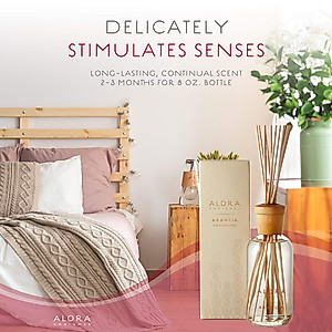 Alora Ambiance Arancia 8 oz Reed Diffuser | Long-Lasting Feminine Citrus Floral Fragrance | Beautifully Designed for Any Space