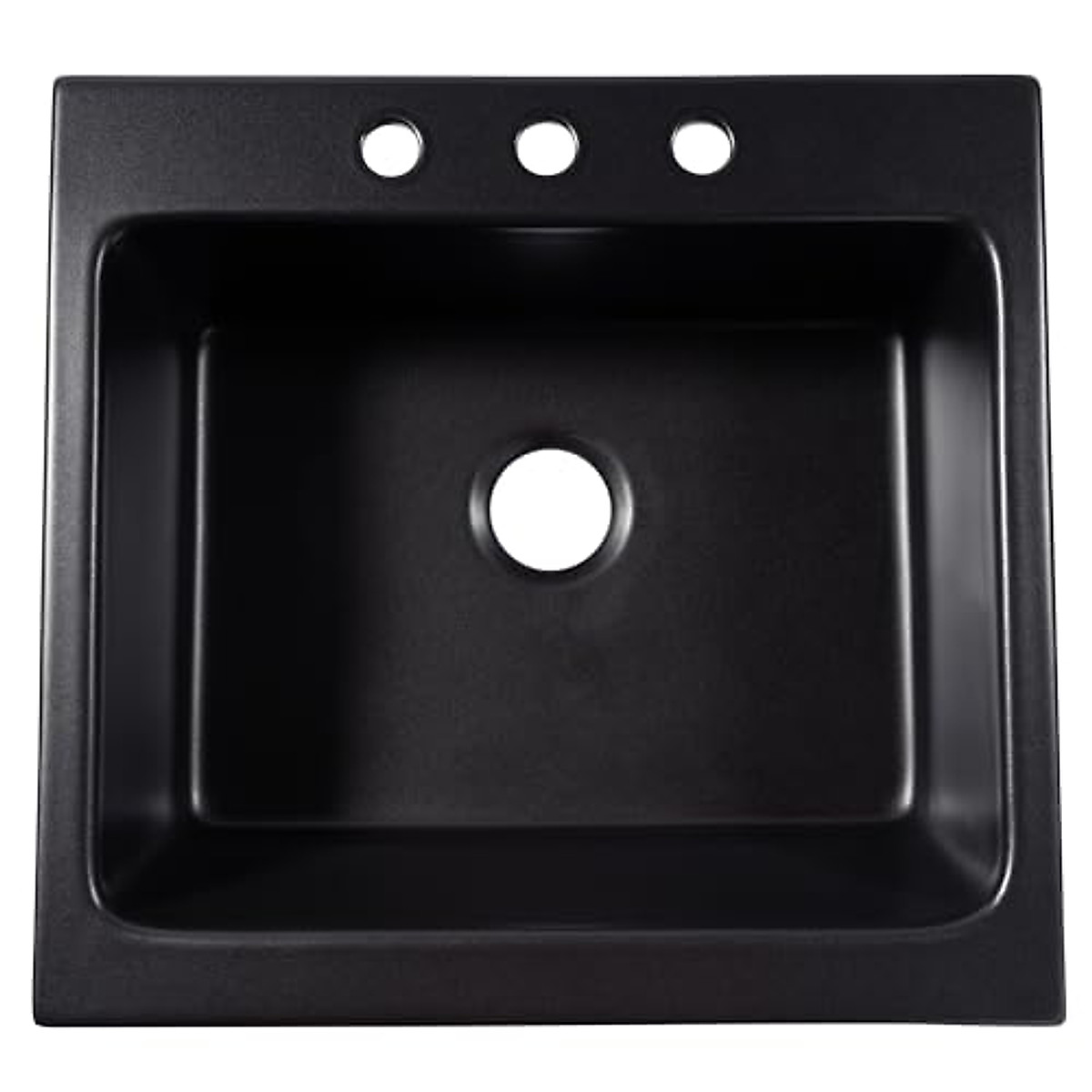 Parker Fireclay Quick-Fit Drop-In Farmhouse Kitchen Sink and Care Kit, 26" Matte Black Single Bowl with 3 Holes